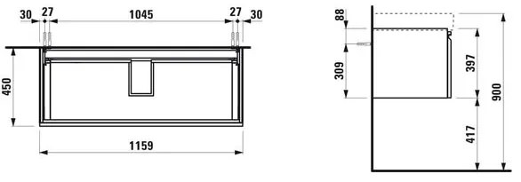 Laufen Pro S Nábytkové umyvadlo 120 x 46,5 cm, LCC bílá H8149654001071