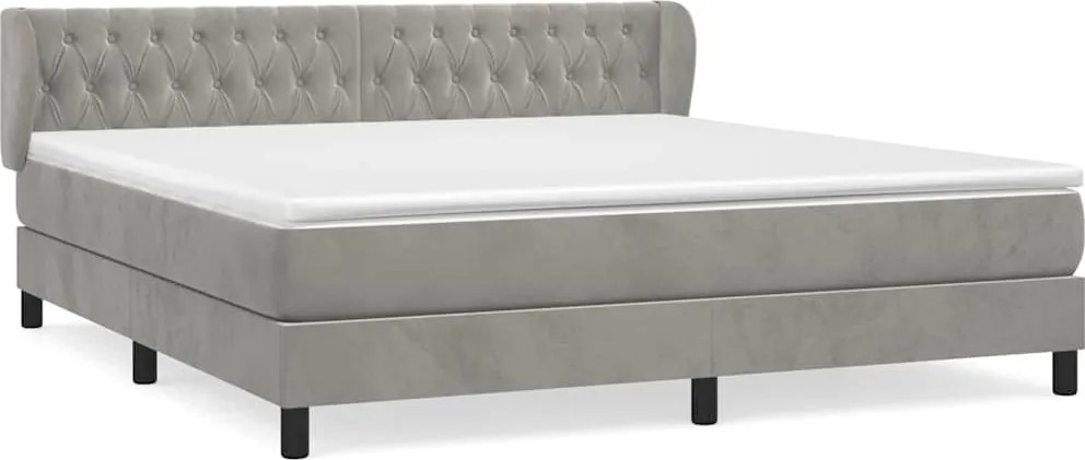 Box spring postel s matrací světle šedá 180x200 cm samet 3127685