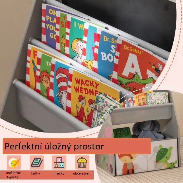 Dětský víceučelový oboustranný stojan na kreslení 3v1 se stoličkou, šedý TP10174GR