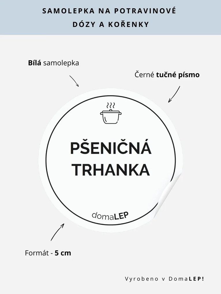 PŠENIČNÁ TRHANKA - omyvatelná samolepka na dózu, výběr rozměrů Ø 5 cm / 5 x 5 cm / 6 x 8 cm | DomaLEP