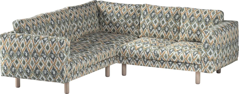 Potah na pohovku IKEA Norsborg rohová 4-místná barva modrá látka pletený vzor, vzorované
