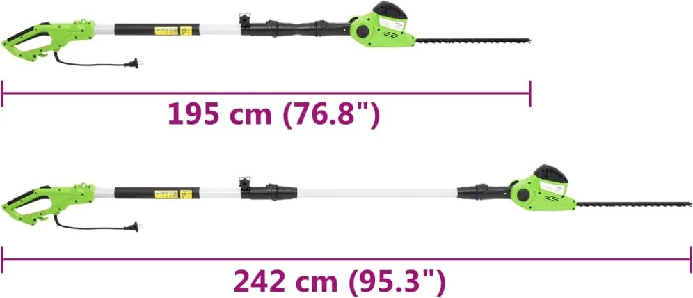 vidaXL Elektrické teleskopické nůžky na živý plot 41 cm 550 W