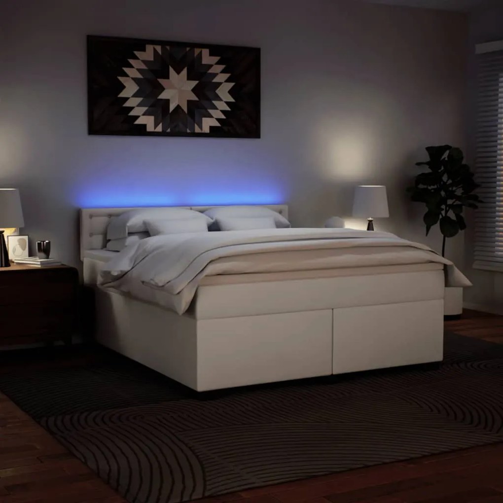 Box spring postel s matrací bílá 180x200 cm umělá kůže 3288433