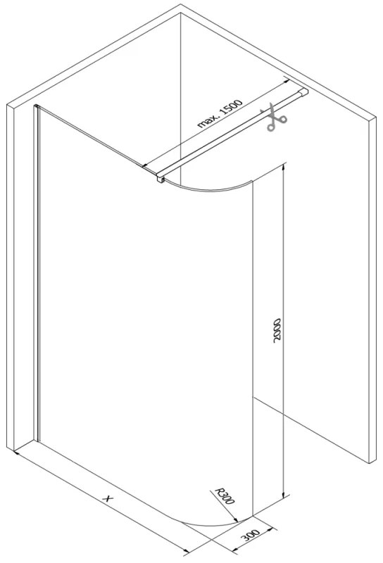 Mexen Kioto, zaoblená sprchová zástěna 90 x 200 cm, 8mm čiré sklo, růžové zlato profil, 800-090-101-60-06
