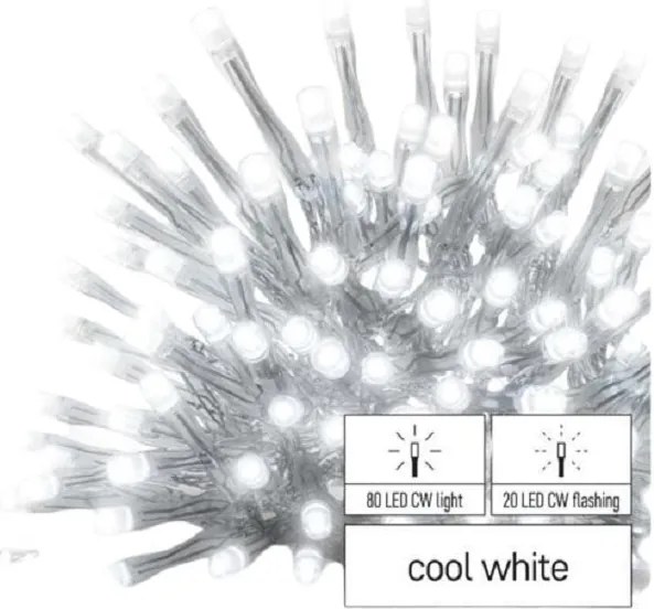 Světelný řetěz emos standard led spojovací řetěz blikající – rampouchy, 2,5 m, venkovní, studená bílá