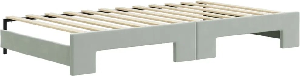 Válenda s přistýlkou a matracemi světle šedá 100x200 cm samet 3196960