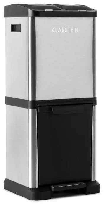 Klarstein Ökosystem2 odpadkový koš, třídič odpadků, 30 l (1x 15 l, 2x 7,5 l) PE ušlechtilá ocel