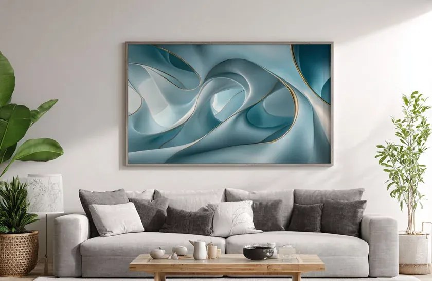 Modrá harmonie - obraz - Luxusní abstrakce s jemnými liniemi 38A - A4 – 210 × 297 mm - 149 Kč