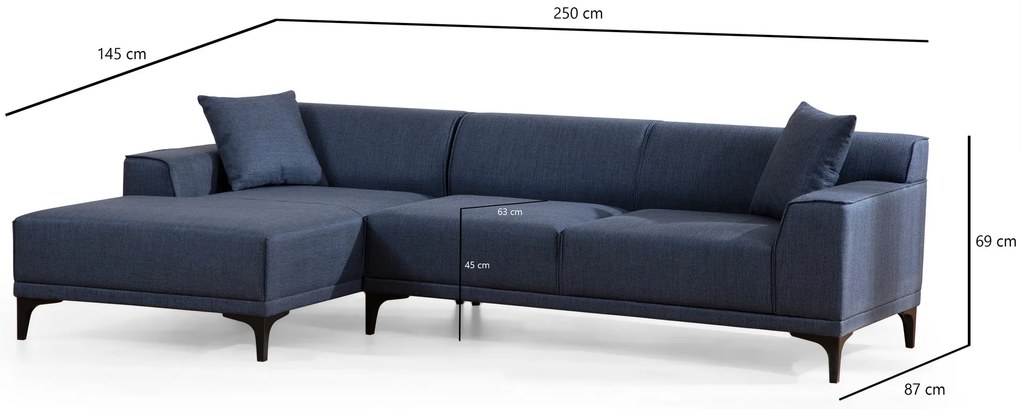 Hanah Home Rohová pohovka PETRA modrá levá 560ARE1605