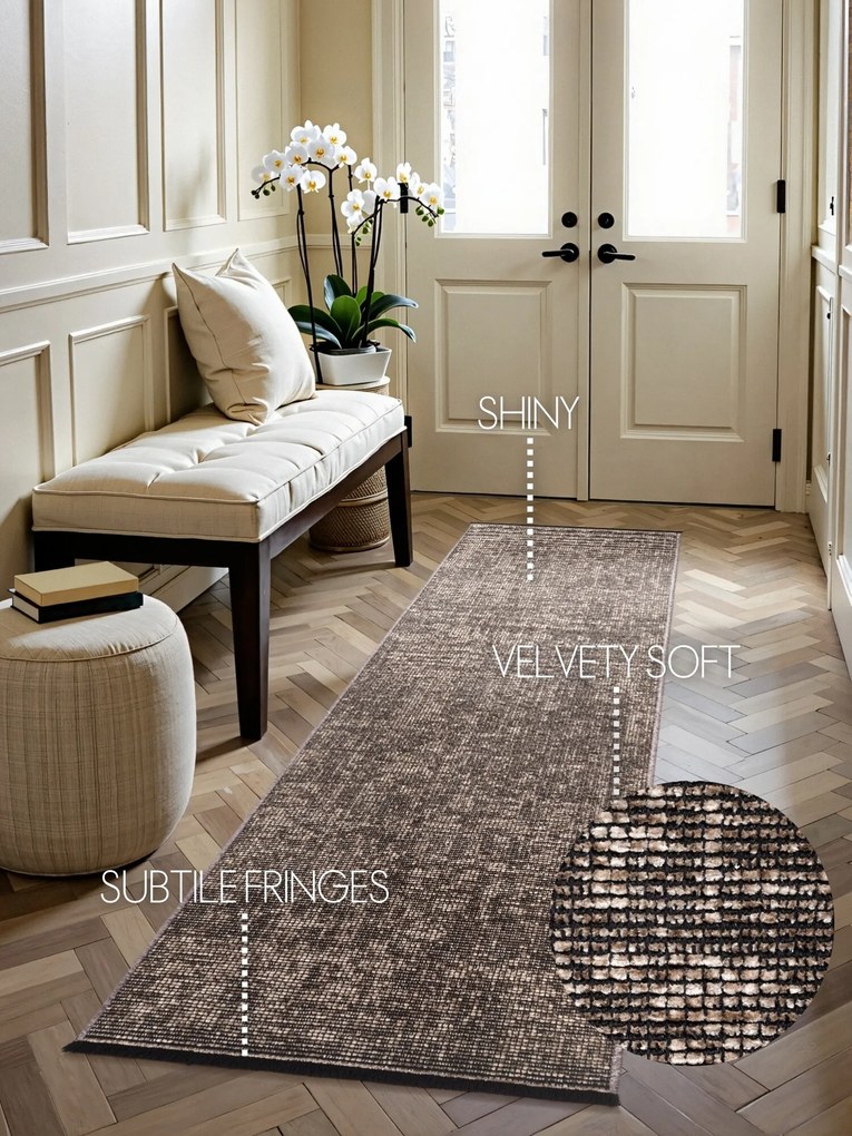 ELLE Decoration, AKCE: 80x250 cm Běhoun Brilliance Prisma 106312 Beige z kolekce Elle, hnědá, ložnice