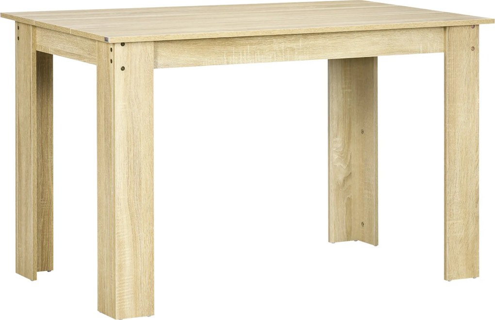 HOMCOM jídelní stůl pro 4-6 osob, obdélníkový, moderní styl, nosnost 50 kg, 120 cm D x 69 cm Š x 75 cm V, dub