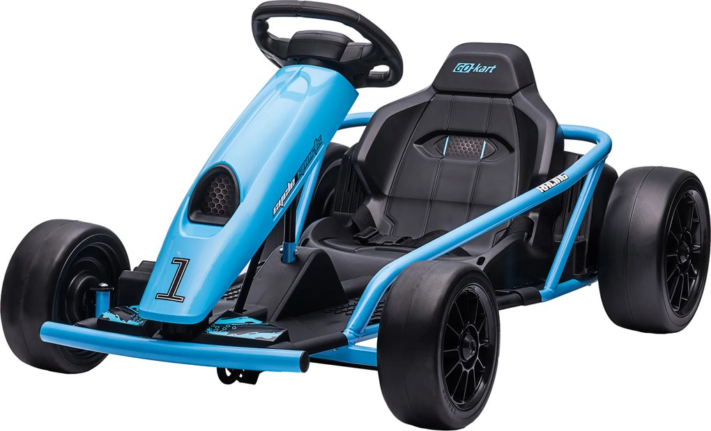 HOMCOM Dětská elektrická motokára 24V s pomalým startem, hudbou, klaksonem, bezpečnostním pásem, dětské vozidlo pro 8-12 let, modrá | Aosom.de