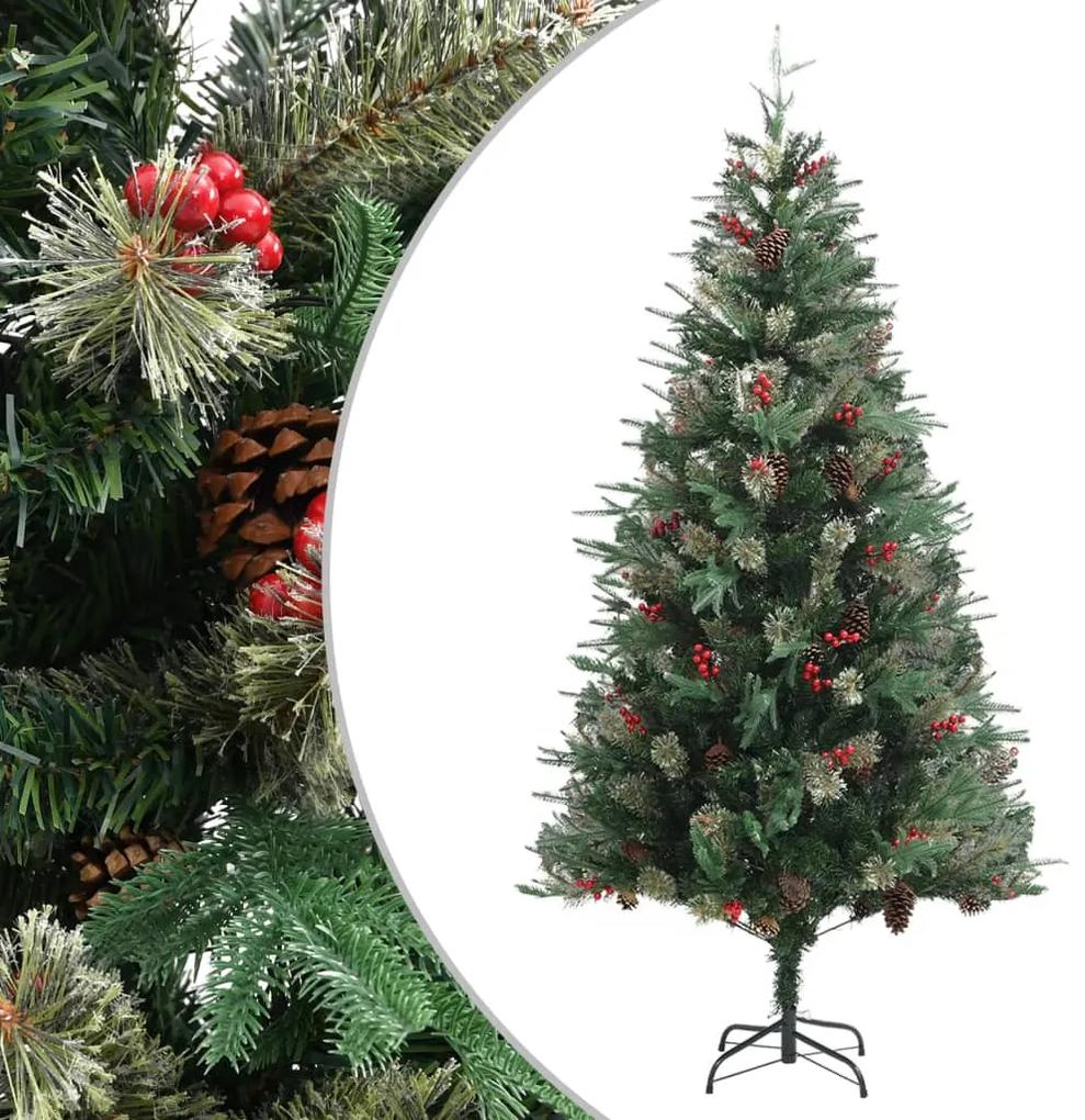 Vánoční stromek se šiškami zelený 225 cm PVC a PE,  340528
