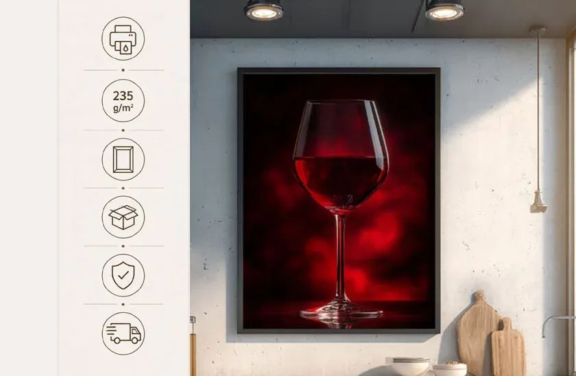 Sklenka vášně - obraz - Elegantní červené víno v luxusním stylu 13 - A4 – 210 × 297 mm - 159 Kč