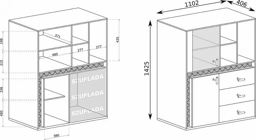 Casarredo - Komfort nábytek Vitrína 1D3S SOLANA S-3 ořech