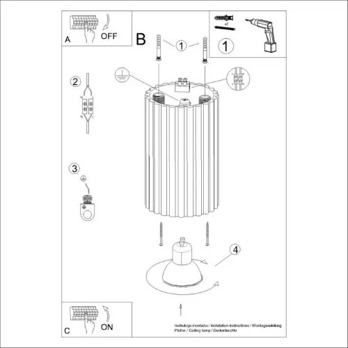 Stropní svítidlo SOLLUX KARBON 10 černá GU10 1x10W bez žárovky SL.1568