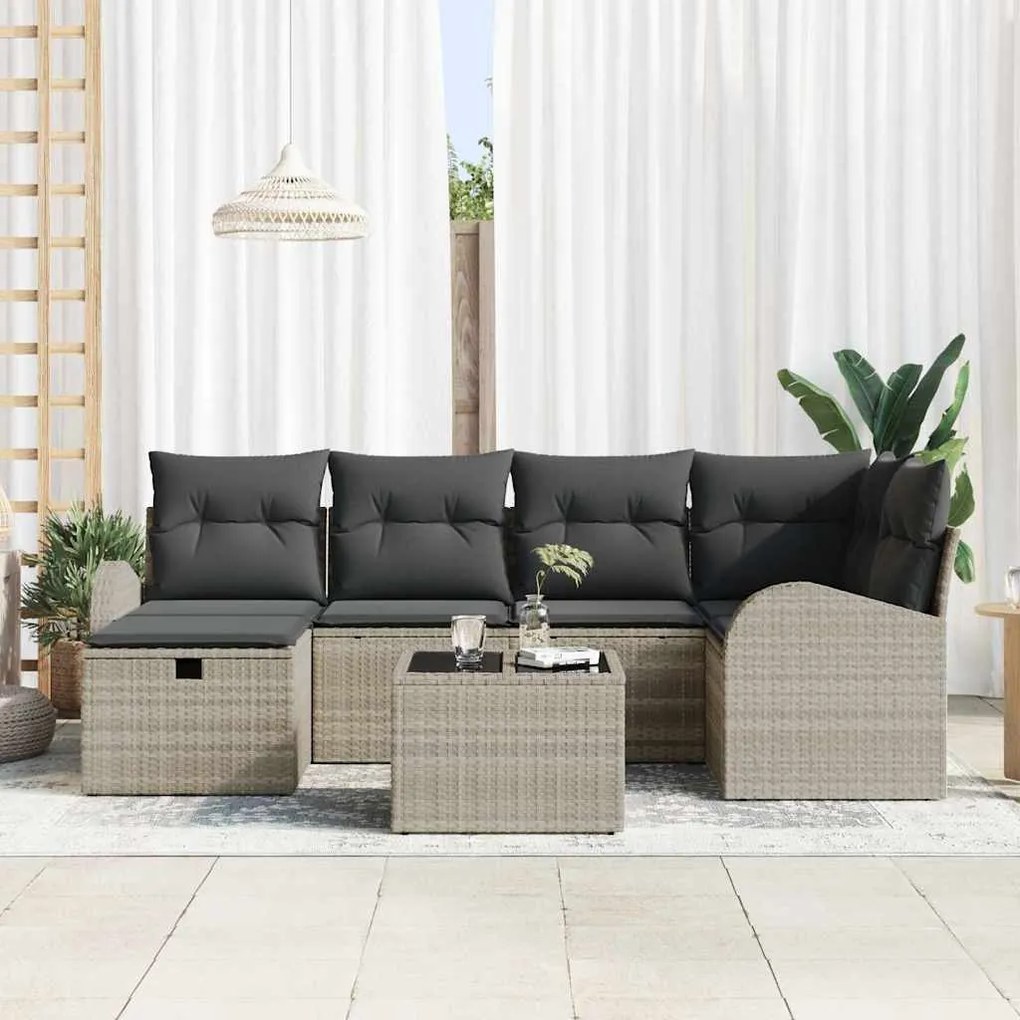 Set pohovek 7 ks Světle šedá polyratan 3359091