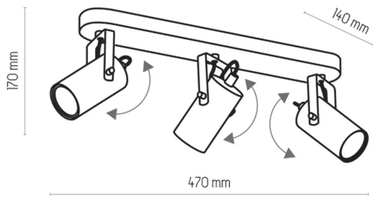 TK LIGHTING Bodový lustr - REDO 2799, 230V/10W/3xGU10, zlatá/černá