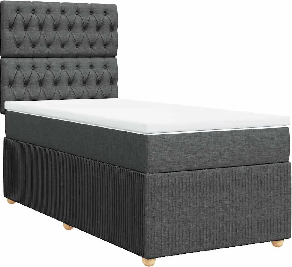 Box spring postel s matrací tmavě šedá 100 x 200 cm textil 3291975