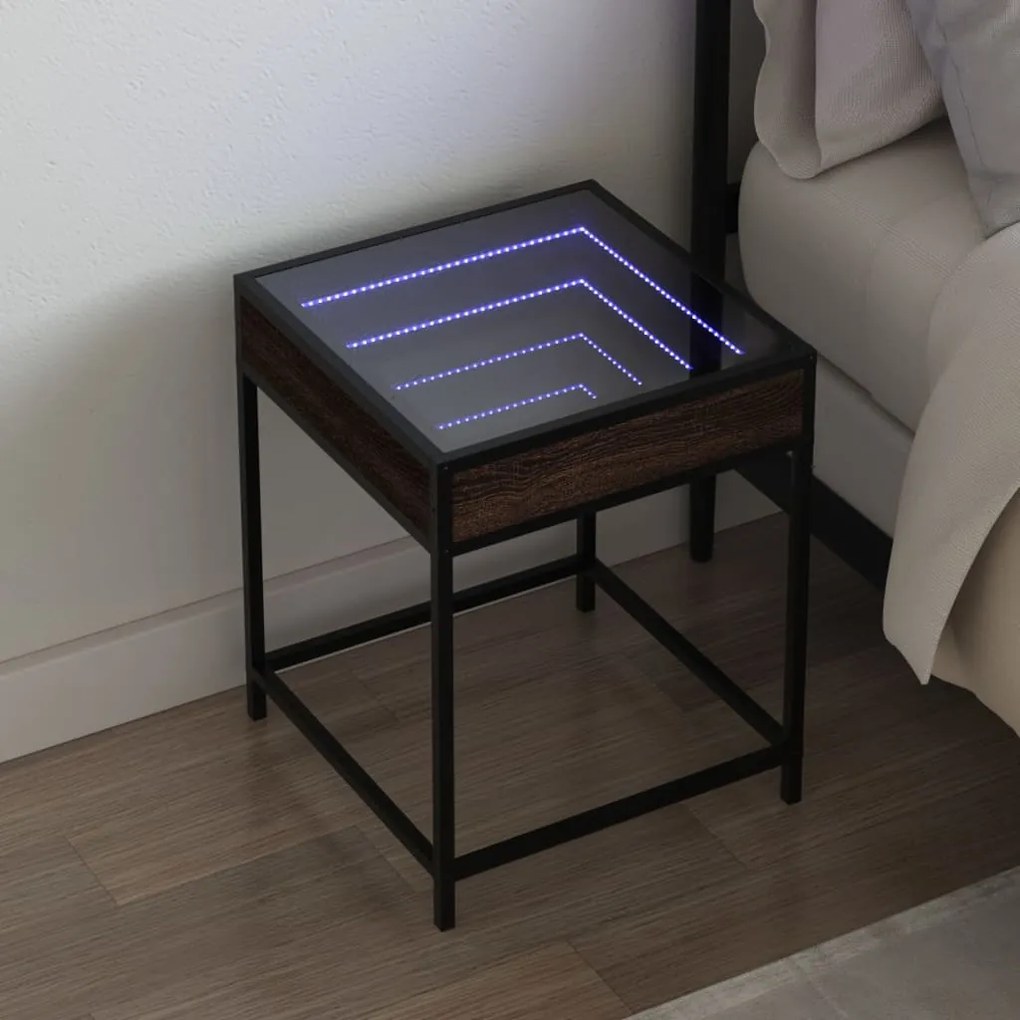 Noční stolek s Infinity LED hnědý dub 40 x 40 x 51 cm 3284095