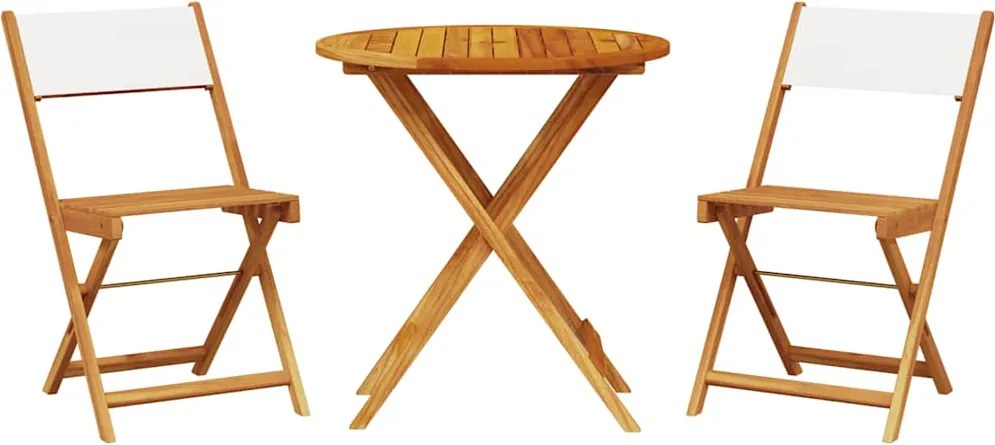 3dílný bistro set krémově bílý textil a masivní dřevo 3281844