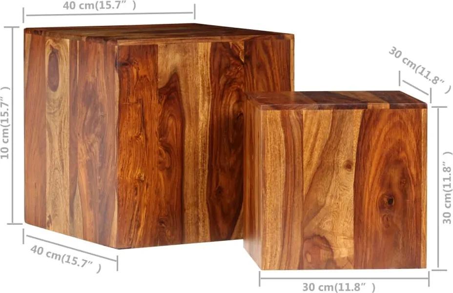 vidaXL Konferenční stolek sada 2 kusů masivní sheesham 40 x 40 x 40 cm [244687]