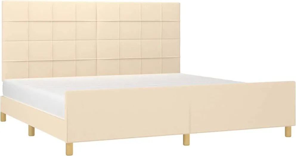 Rám postele bez matrace krémový 200 x 200 cm textil 3125086