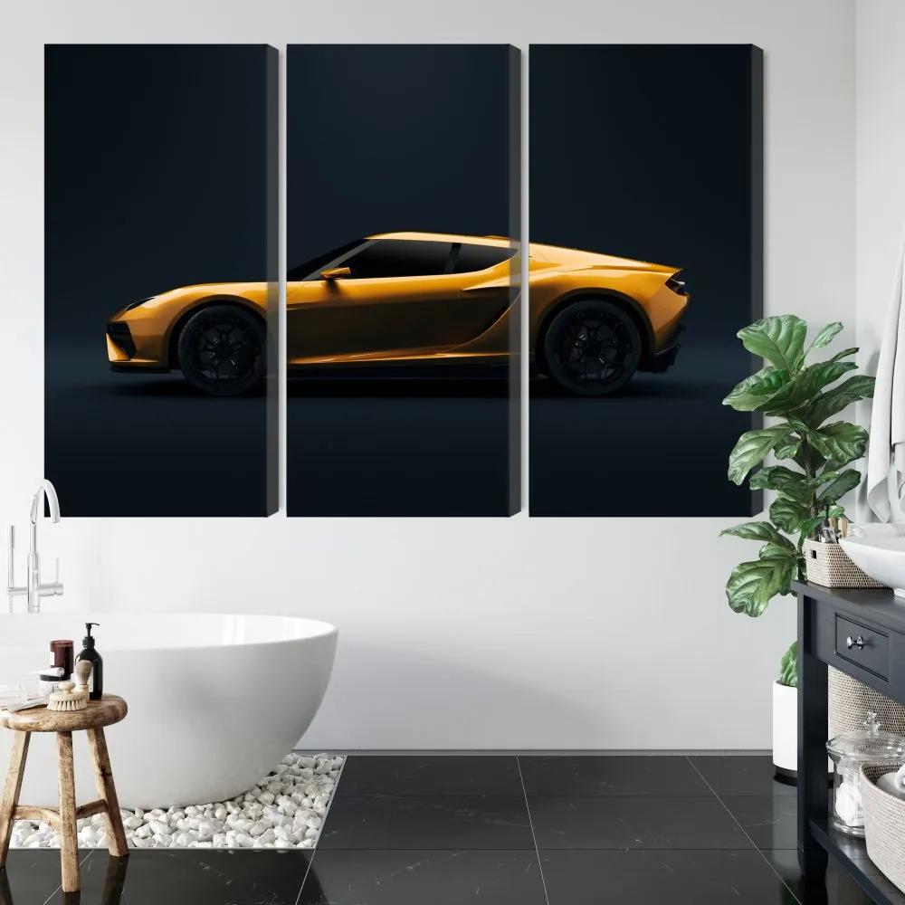 Vícedílný obraz Žluté 3D Sportovní Auto Nedostatek Nedostatek Přírodní plátno 150x100