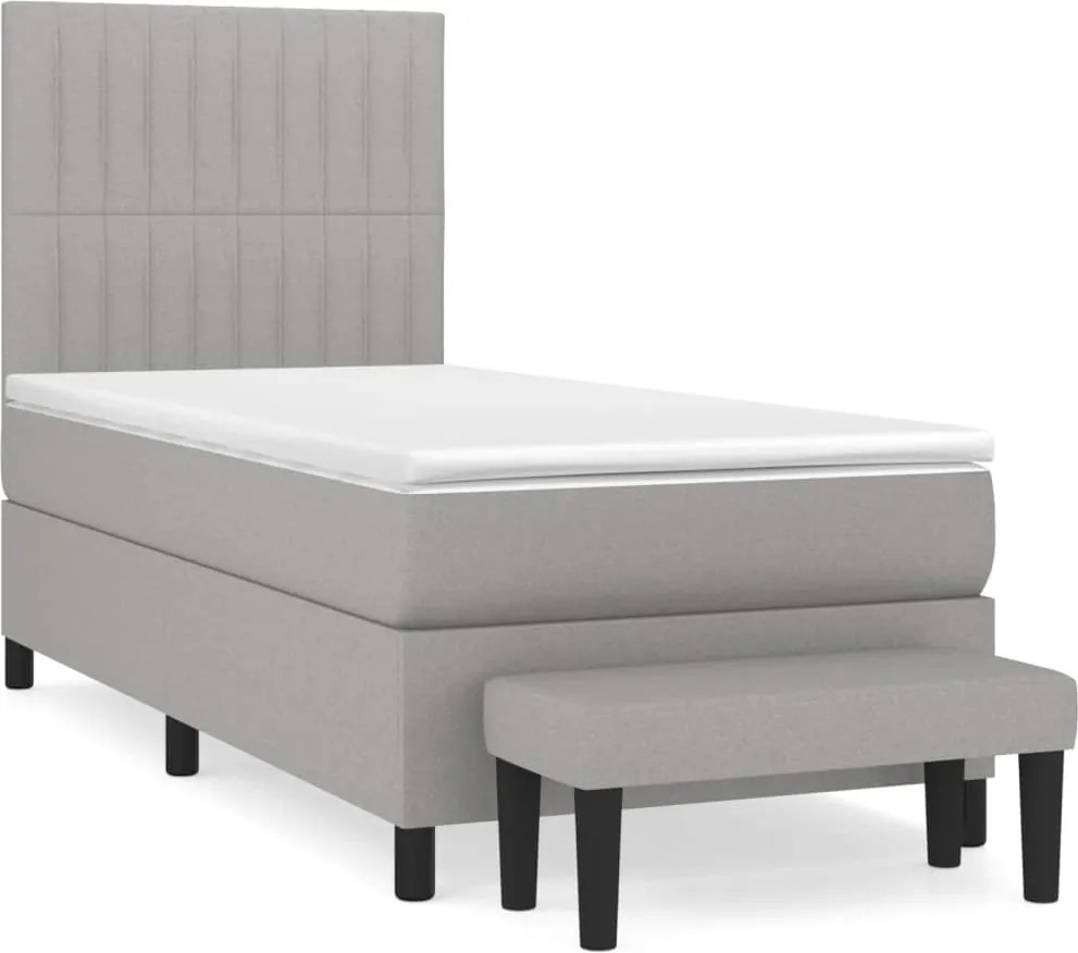 Box spring postel s matrací světle šedý 100 x 200 cm textil 3136733