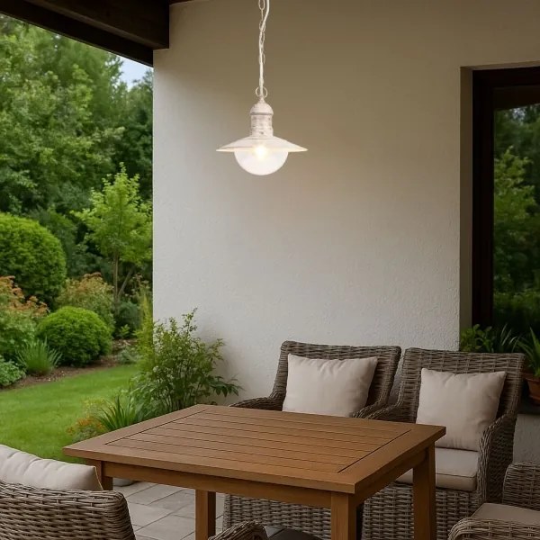 Brilagi - Venkovní závěsné svítidlo MOLDE 1xE27/60W IP44 bílá/patina
