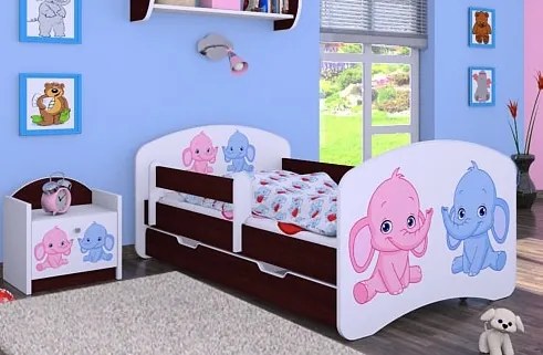 Svět pokojů Dětská postel Kevin - růžový a modrý slon + matrace zdarma Barva: Bílá, Úložný prostor: ANO (+800 Kč), Rozměr: 140x70 cm
