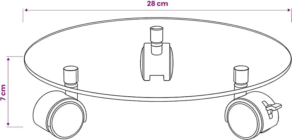 Vozíky pod květináče z tvrzeného skla 2 ks kulaté 28 cm 245691