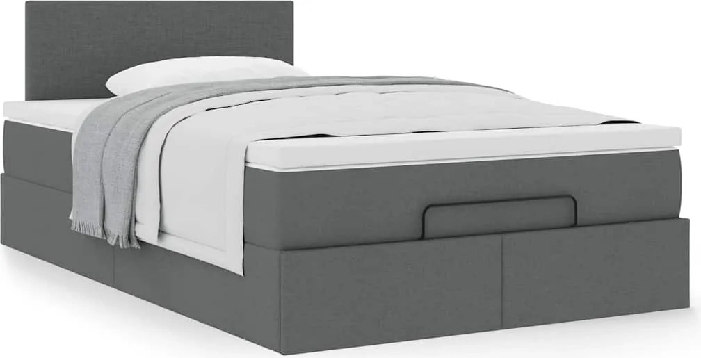 Osmanský postel s matrací tmavě šedá 120x200 cm textil 3311367
