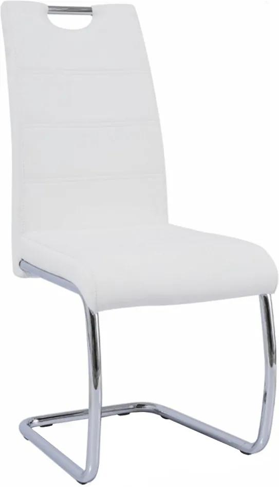 Tempo Kondela, s.r.o. Jídelní židle, bílá ekokůže, světlé šití / chrom, ABIRA NEW