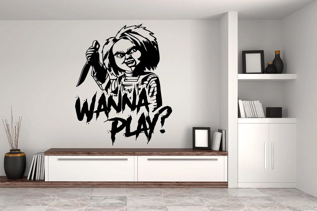 Lepy.cz Samolepka na zeď Panenka Chucky - Wanna play Velikost (šířka x výška): l15x145cm, Barevná varianta: Jemná růžová