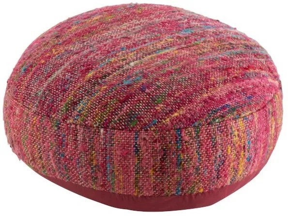 Tmavě růžový puf prošitý barevnými nitěmi Getane - 54,5*50*24 cm