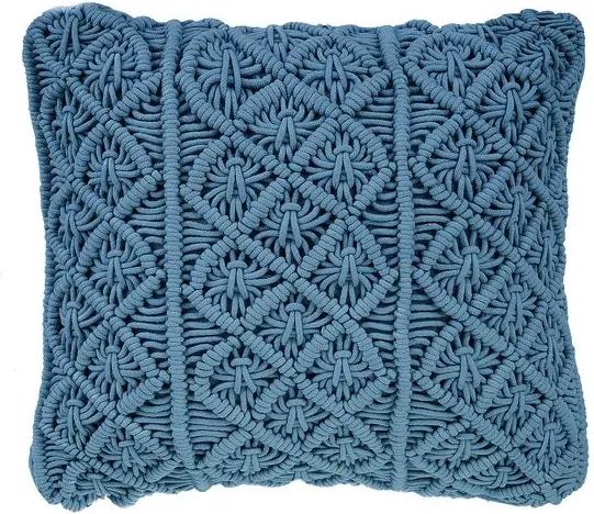 Bavlněný polštář makramé 45 x 40 cm tmavě modrý GOREME