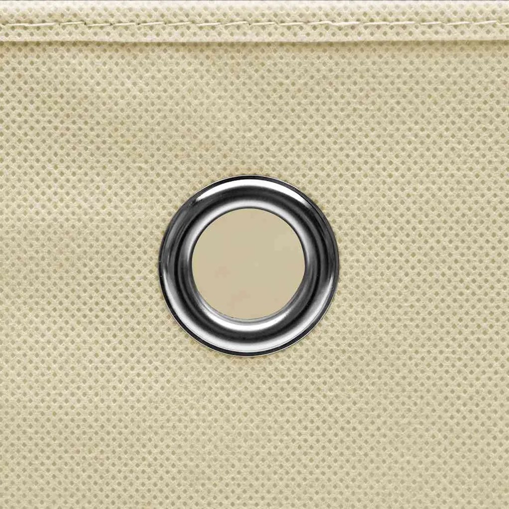 Úložné boxy s víky 10 ks krémové 32 x 32 x 32 cm textil 288360