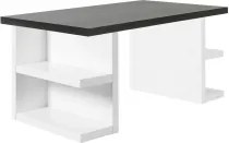 TH Stůl SOLVAS SHELVES 160 cm (Wenge (buk - dýha mořený na černo), bílá (mat))