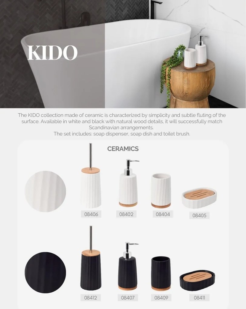 Erga Kido, keramická miska na mýdlo na postavení, černá-hnědá, ERG-08411