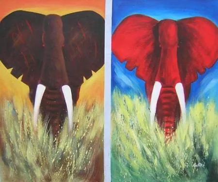 Pár slonů - 90 x 120 cm