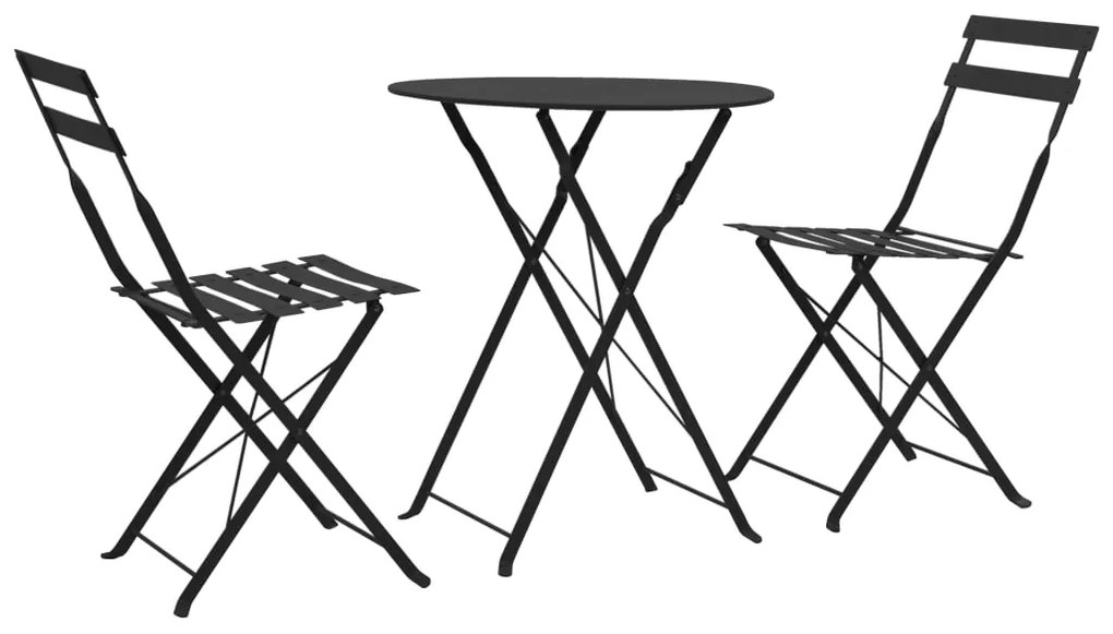 vidaXL Marketos 3dílný bistro set ocelový černý