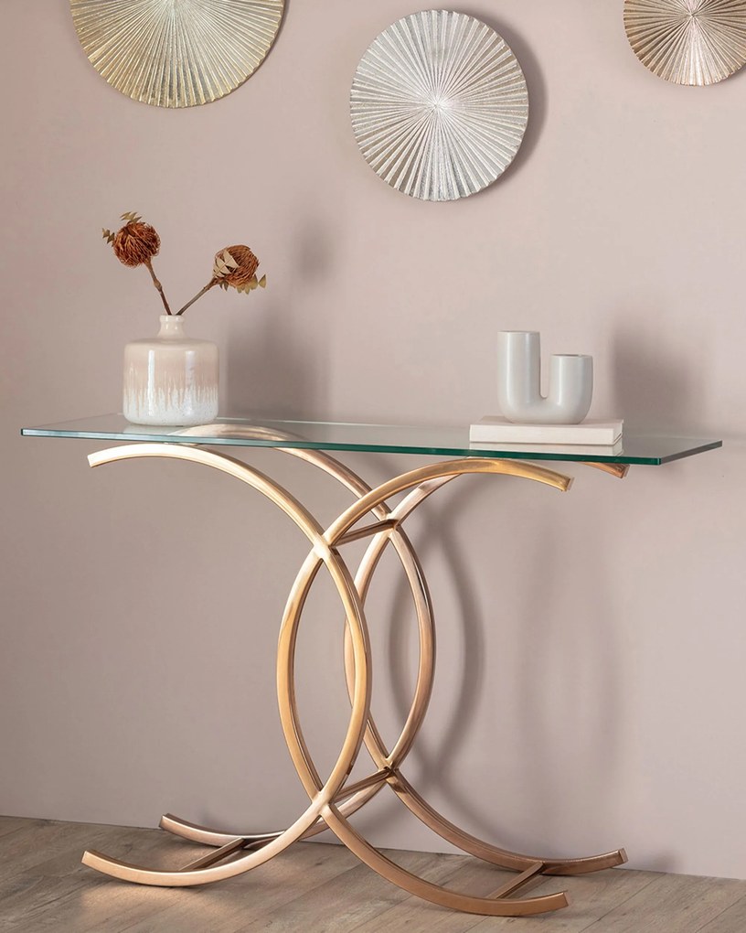 Boční stolek Chica rose gold 128x40x79cm