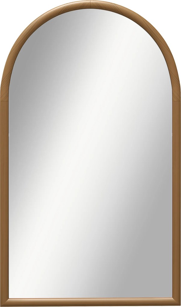 HOMCOM Zrcadlo s klenutým rámem, 110 x 65 cm, dřevěný rám, klenuté zrcadlo pro obývací pokoj, ložnici, vstupní chodbu, tmavě hnědé