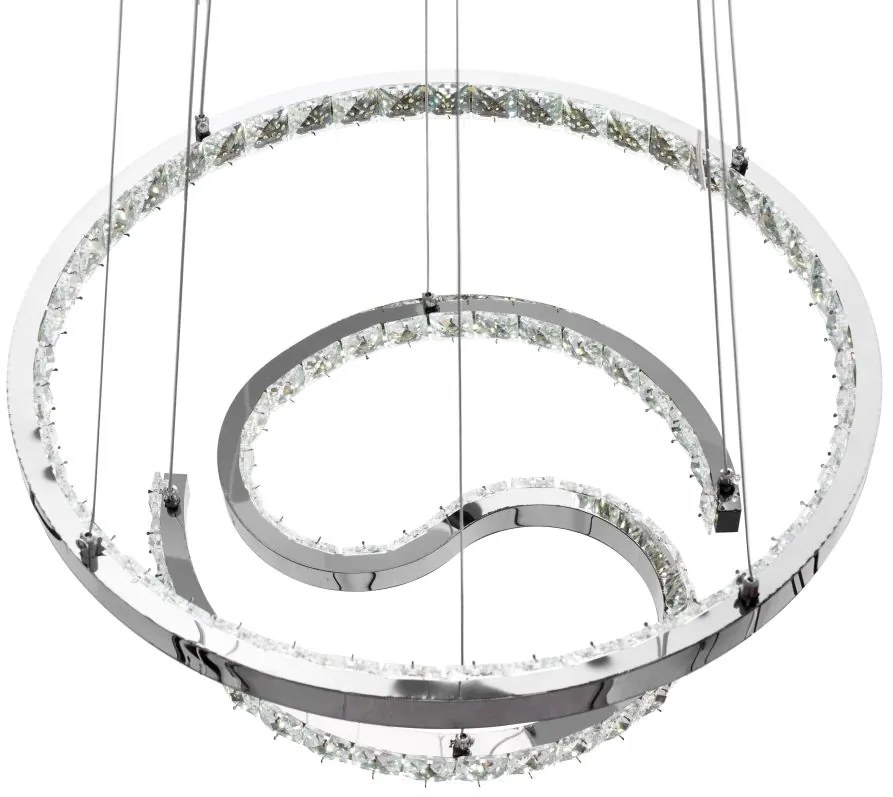 Toolight Toolight, LED závěsné křišťálové svítidlo s dálkovým ovládáním APP773-2CP, chromová, OSW-05024