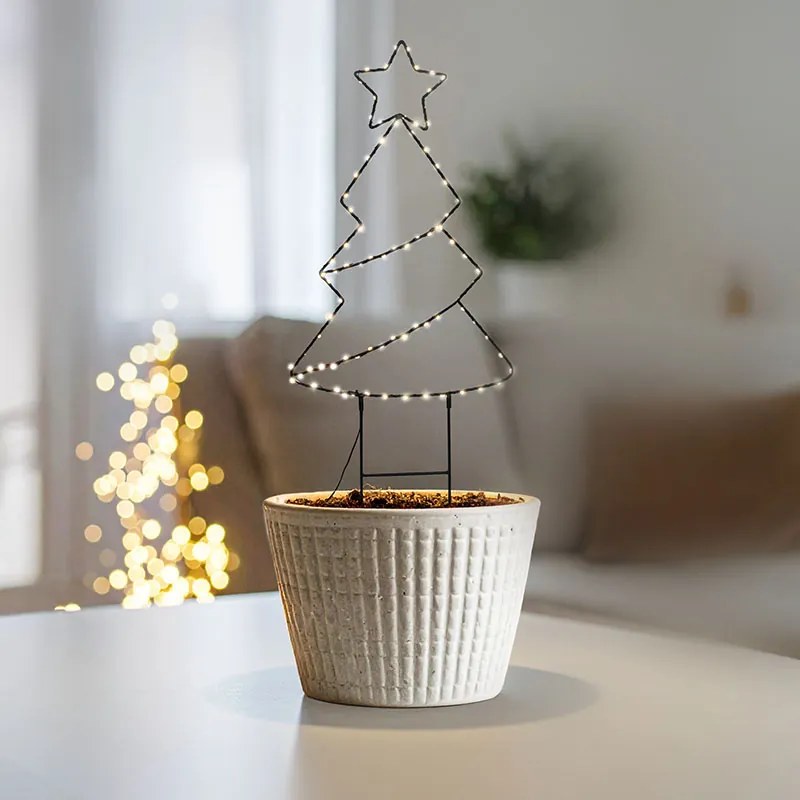 SOLIGHT LED venkovní dekorace vánoční stromeček IP44, 85x LED, časovač, 68cm, 3x AA