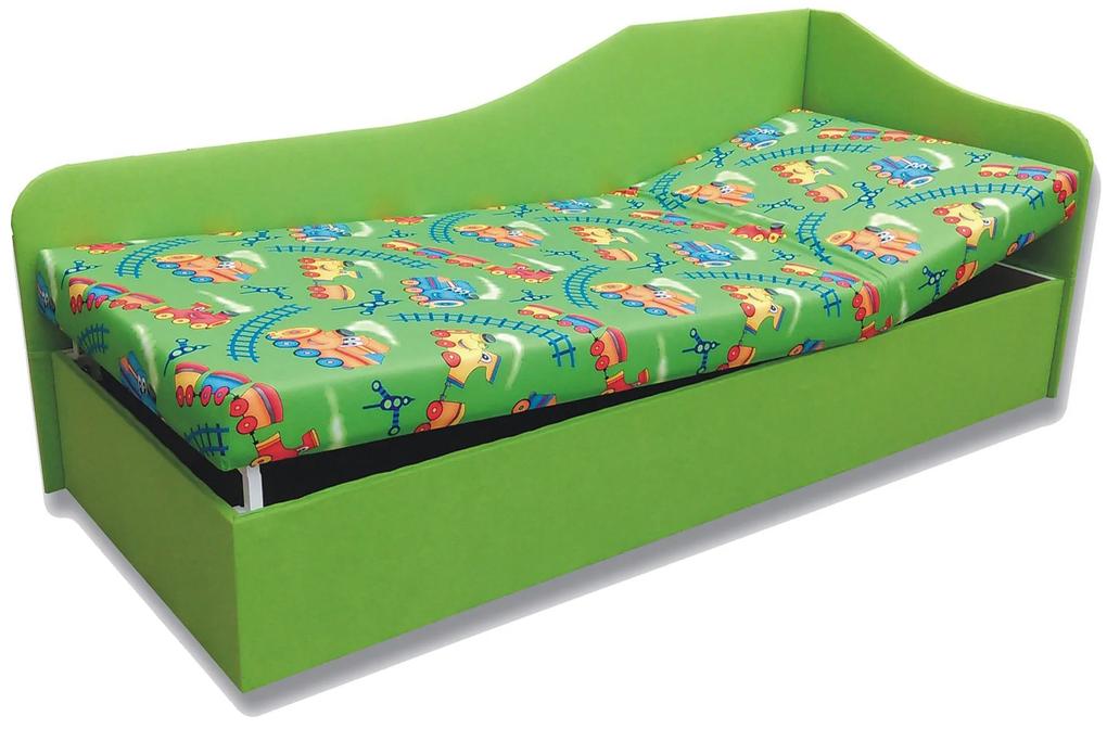 Jednolůžková postel (válenda) 90 cm Abigail (Vláček 4 + Zelená X101) (P). 793067