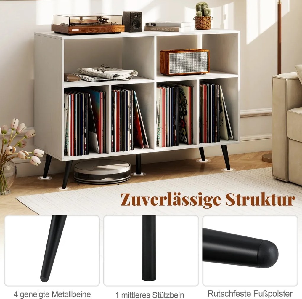 Costway 3patrový stojan na gramofon s vinylovými úložnými policemi