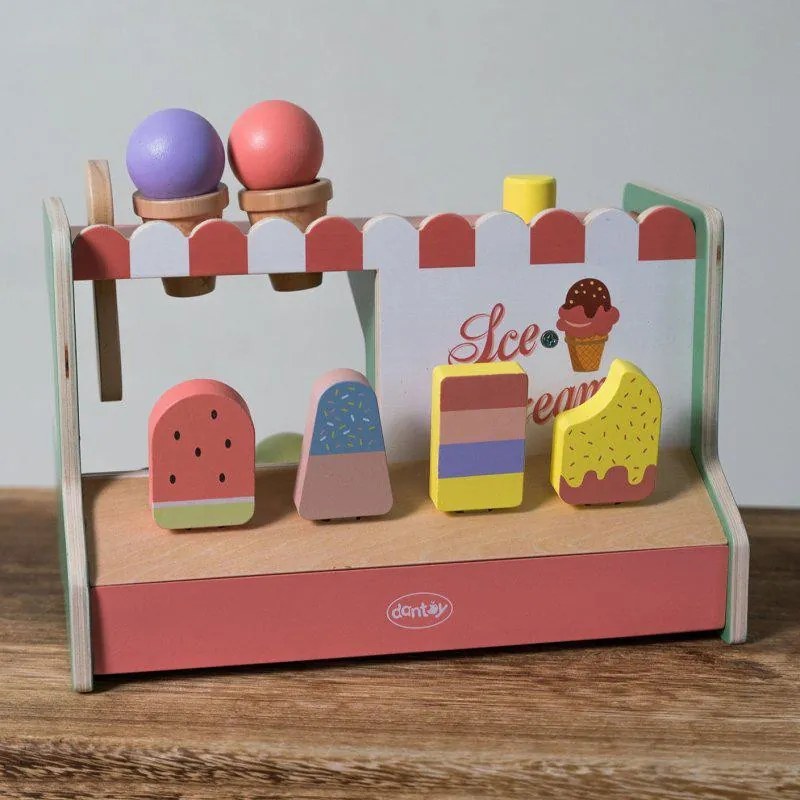 Dantoy Playful Wood dřevěný zmrzlinový stánek 12 ks