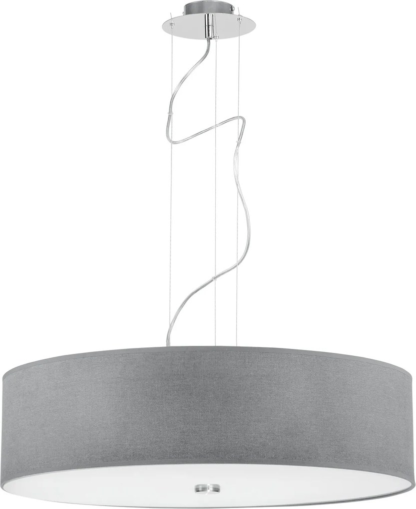 Nowodvorski 6773 VIVIANE GRAY - Závěsný šedý kulatý textilní lustr 3 x E27, Ø  63cm